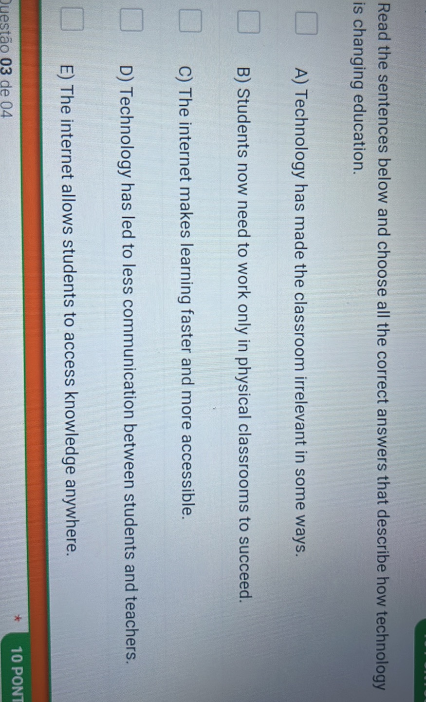 Read the sentences below and choose all the | StudyX