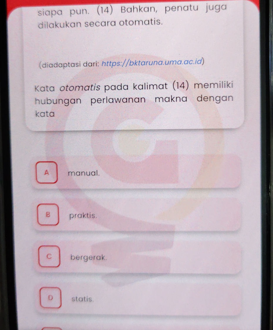 Kata otomatis pada kalimat (14) memiliki | StudyX