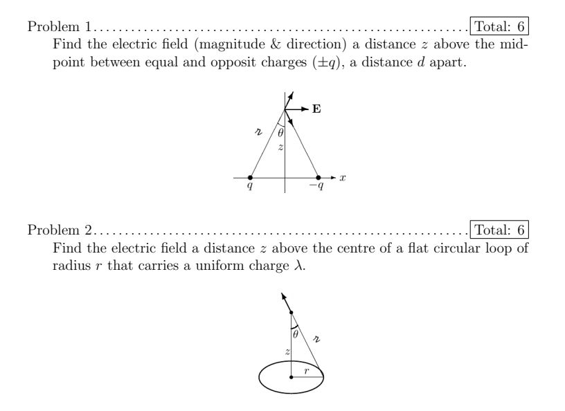 Problem 1... Find the electric field | StudyX