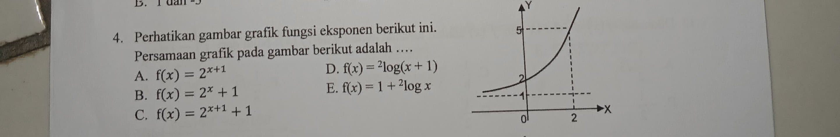 4. Perhatikan gambar grafik fungsi eksponen | StudyX