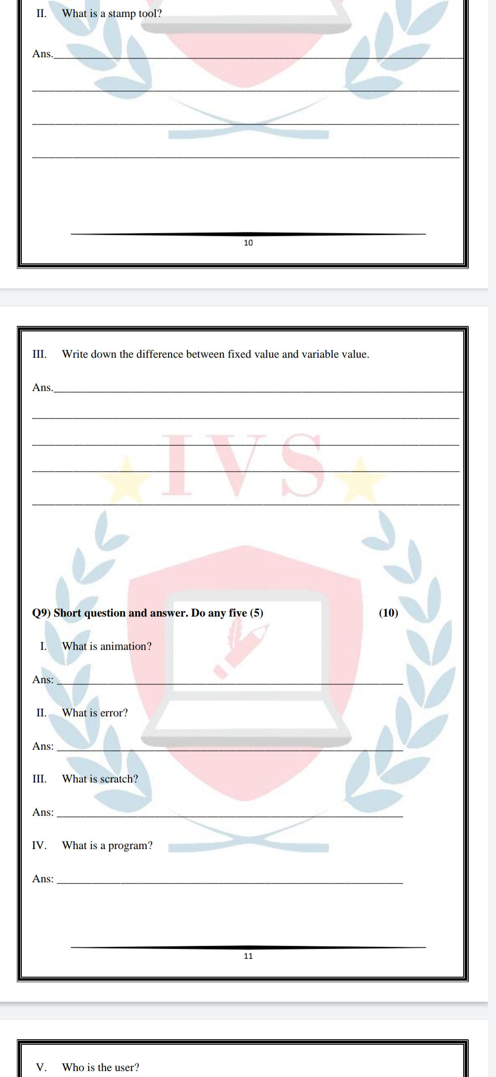 II. What is a stamp tool? Ans. III. Write | StudyX