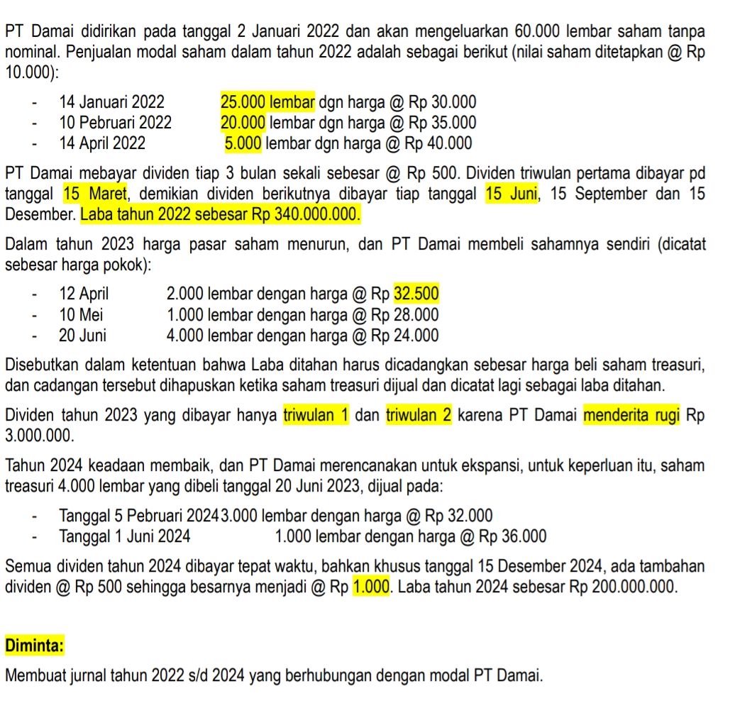 PT Damai didirikan pada tanggal 2 Januari | StudyX