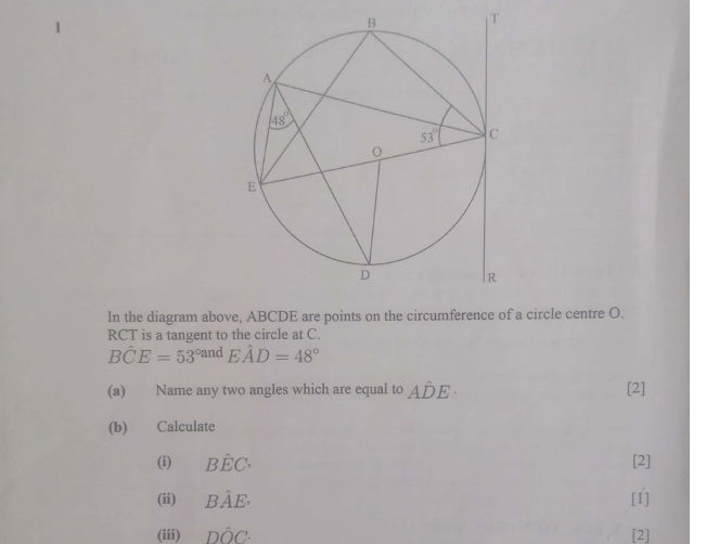 In the diagram above, ABCDE are points on | StudyX