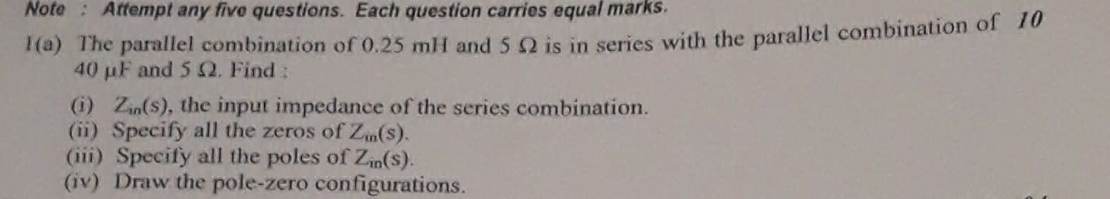 1(a) The parallel combination of 0.25 mH and | StudyX