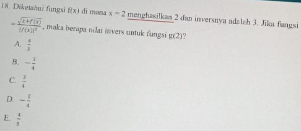 18. Diketahui fungsi f(x) di mana x = 2 | StudyX