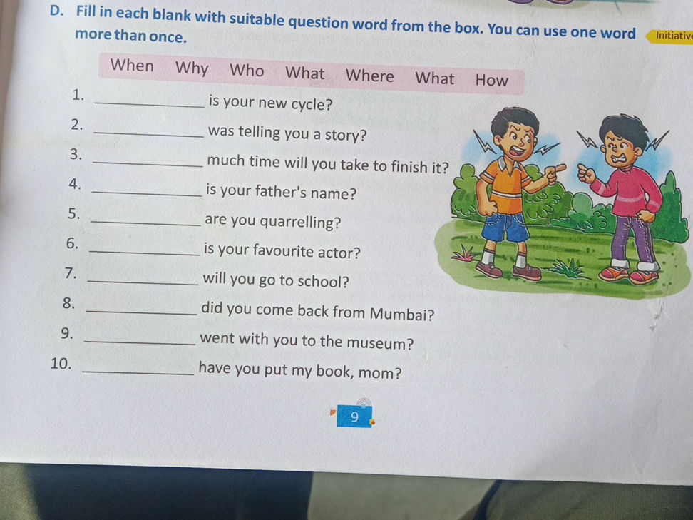 D. Fill in each blank with suitable question | StudyX