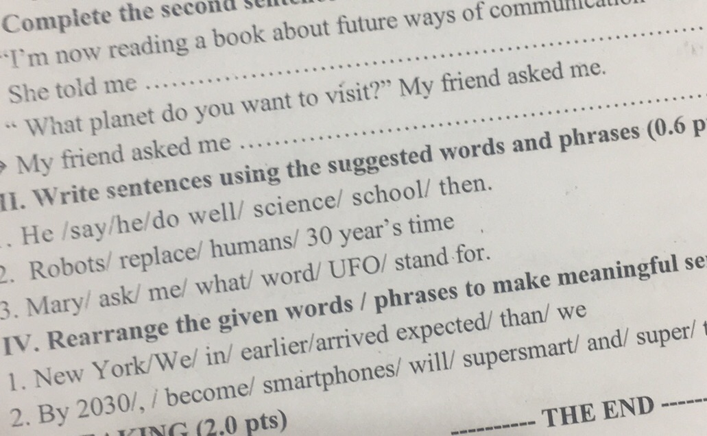 Complete the second "I'm now reading a book | StudyX