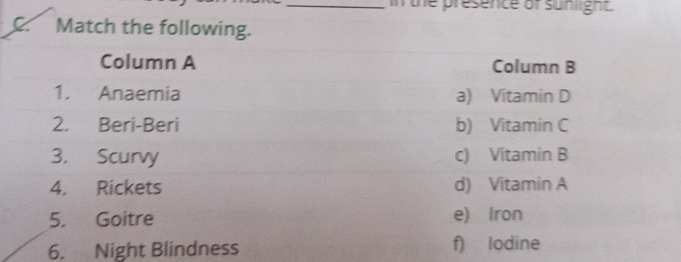 Match the following. Column A 1. Anaemia 2. | StudyX