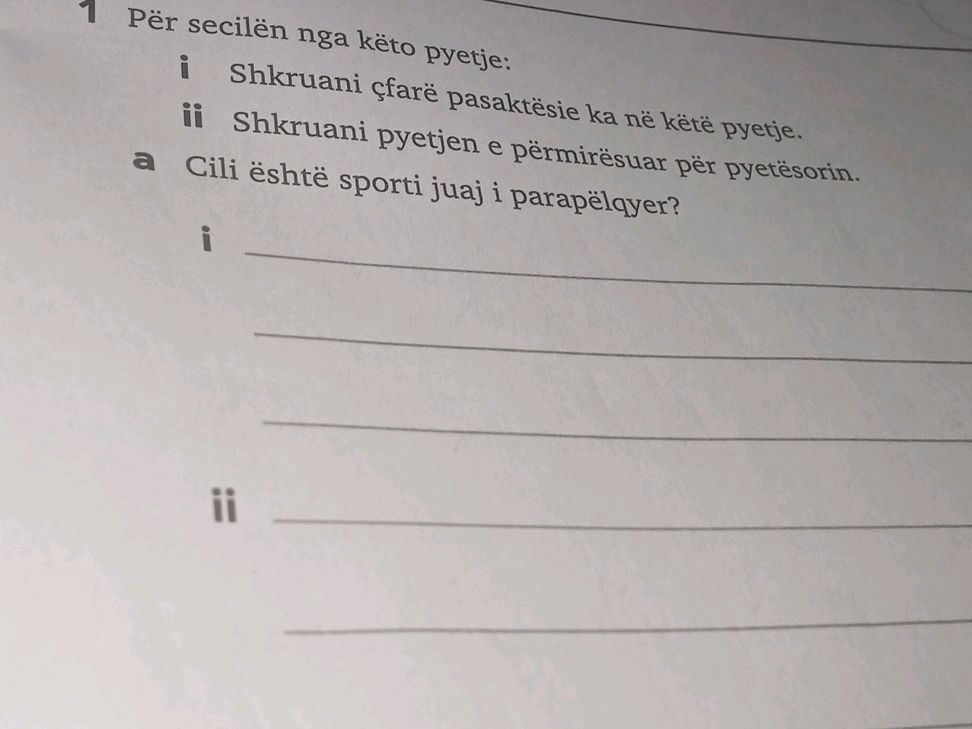 1 Për secilën nga këto pyetje: i Shkruani | StudyX