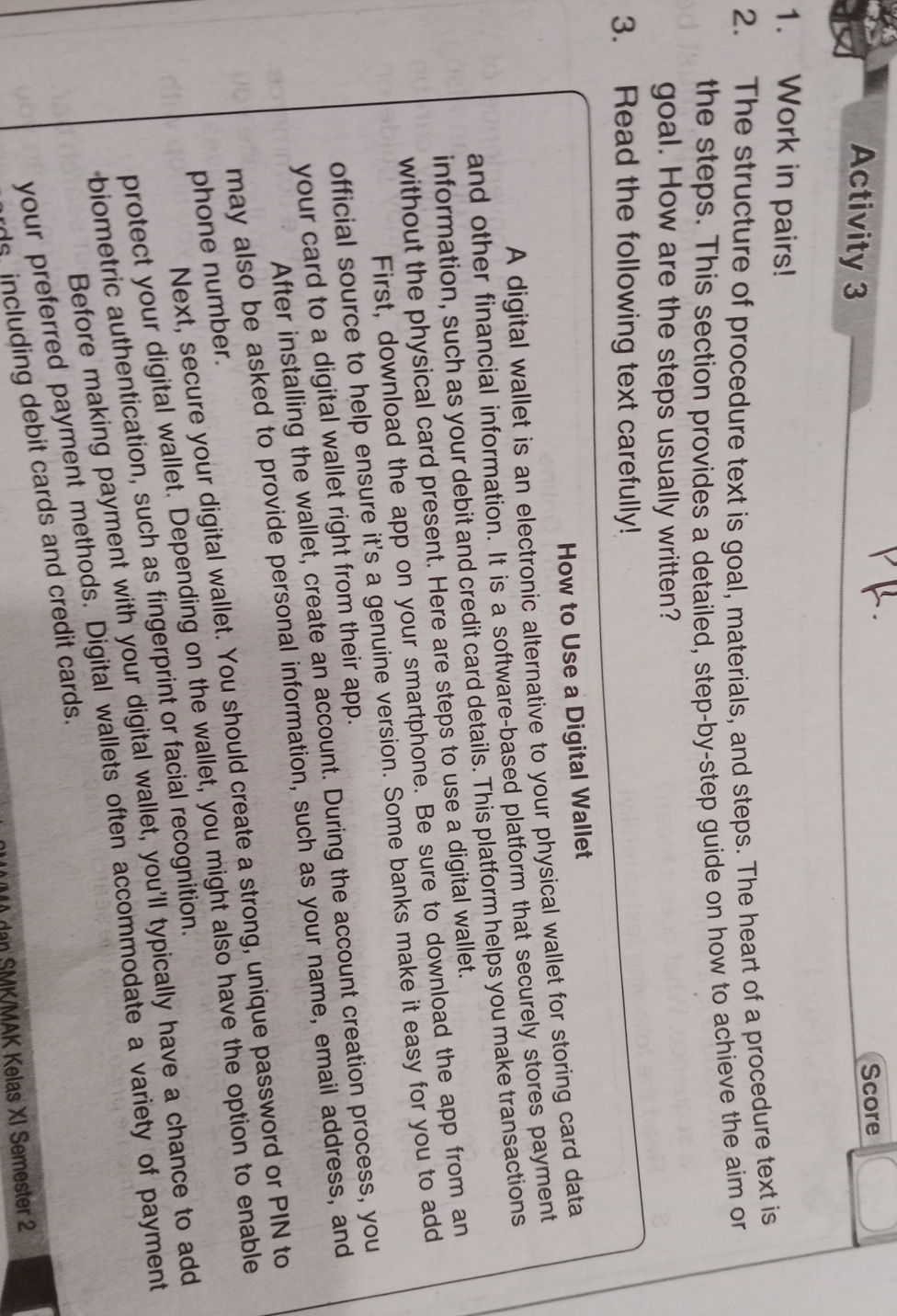1. Work in pairs! 2. The structure of | StudyX