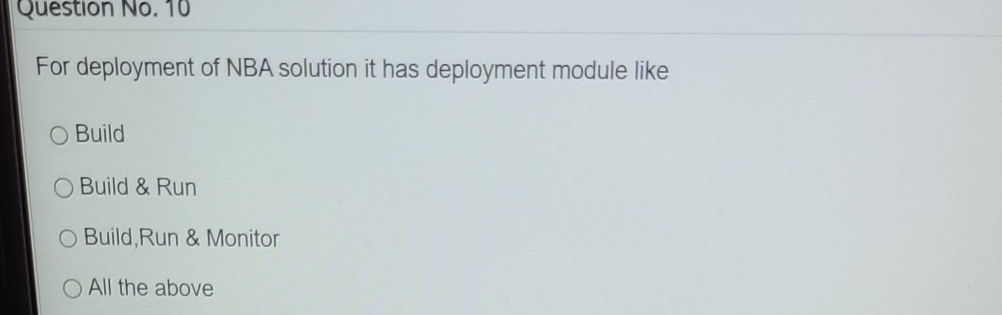For deployment of NBA solution it has | StudyX