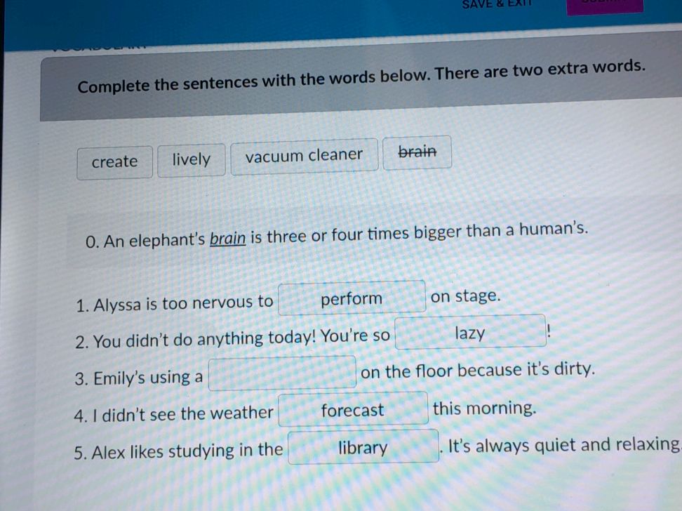 Complete the sentences with the words below. | StudyX