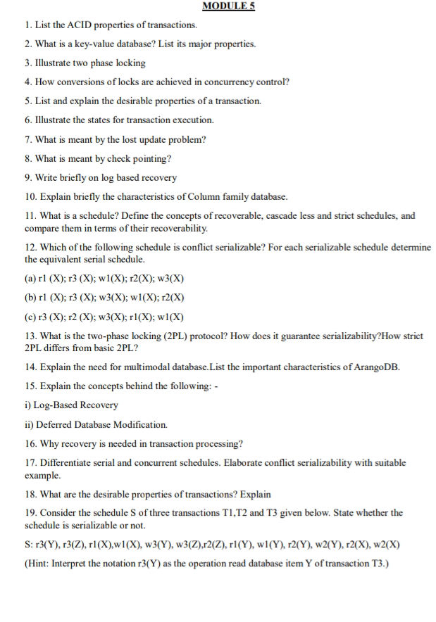 1. List the ACID properties of transactions. | StudyX
