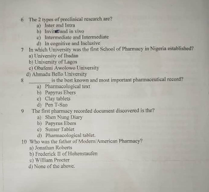 6 The 2 types of preclinical research are? | StudyX