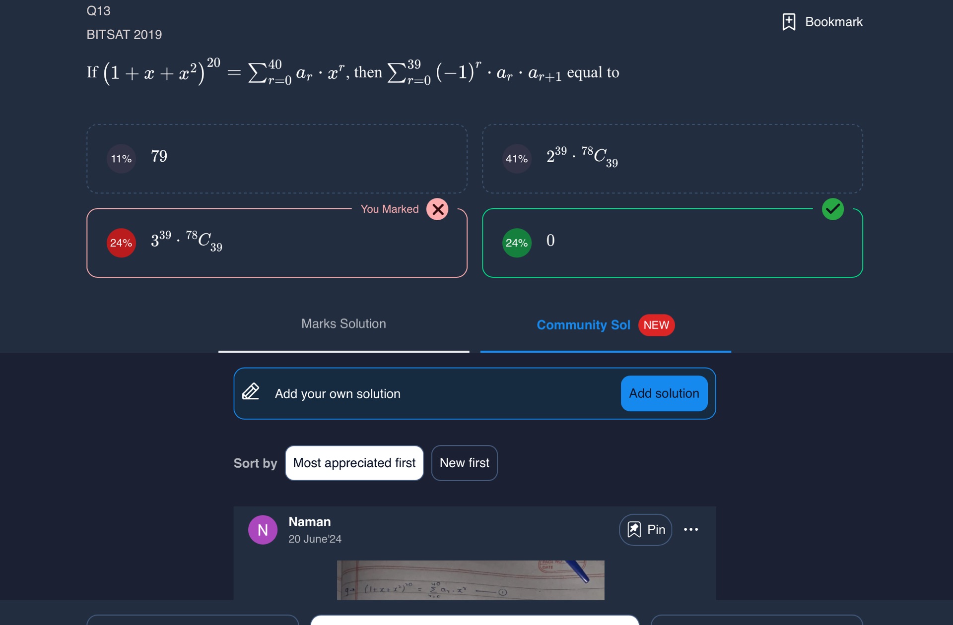 If $(1 + x + x^2)^{20} = _{r=0}^{40} a_r | StudyX