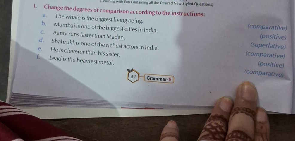 1. Change the degrees of comparison | StudyX