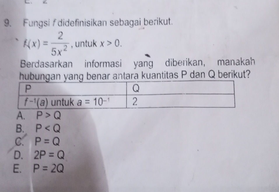 9. Fungsi f didefinisikan sebagai berikut. | StudyX