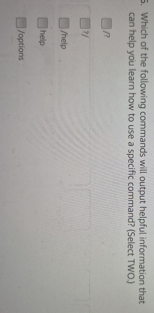 5. Which of the following commands will | StudyX