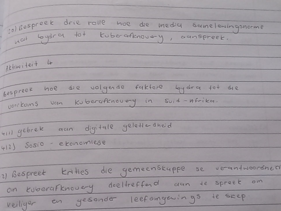 20) Bespreek drie rolle hoe die media