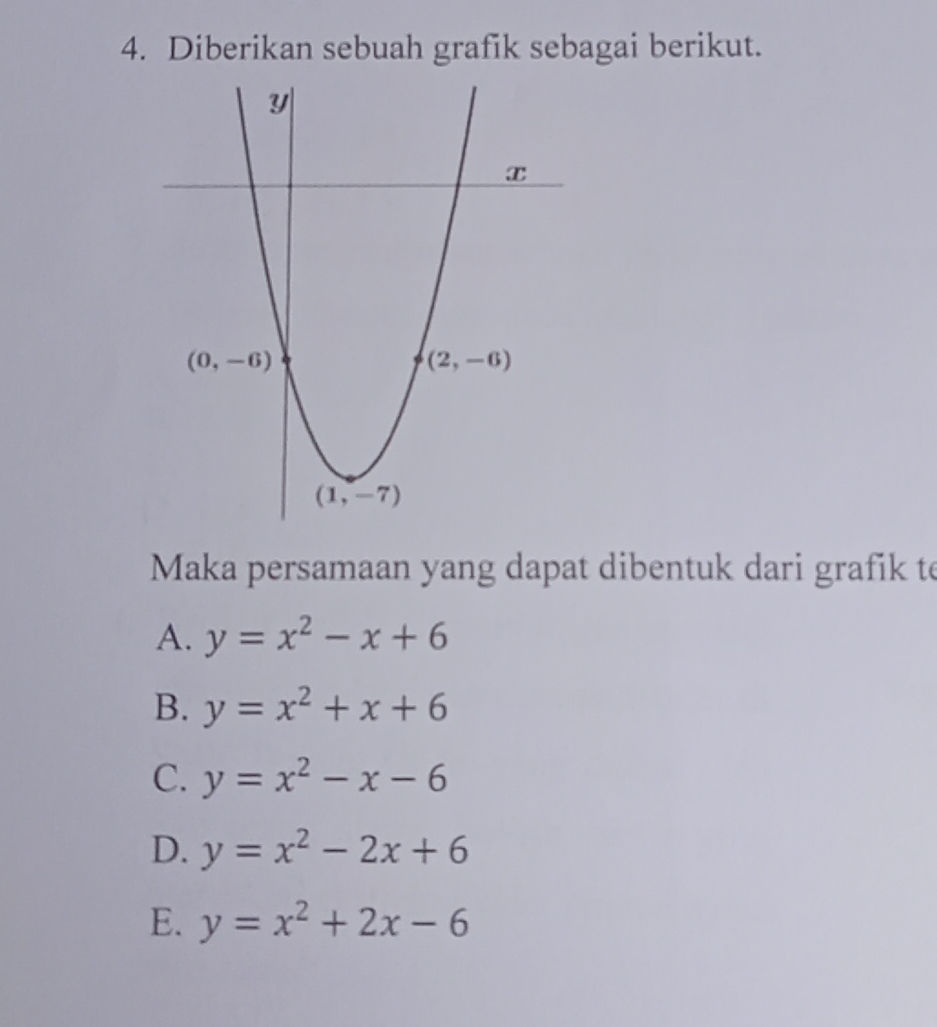 4. Diberikan sebuah grafik sebagai berikut. | StudyX