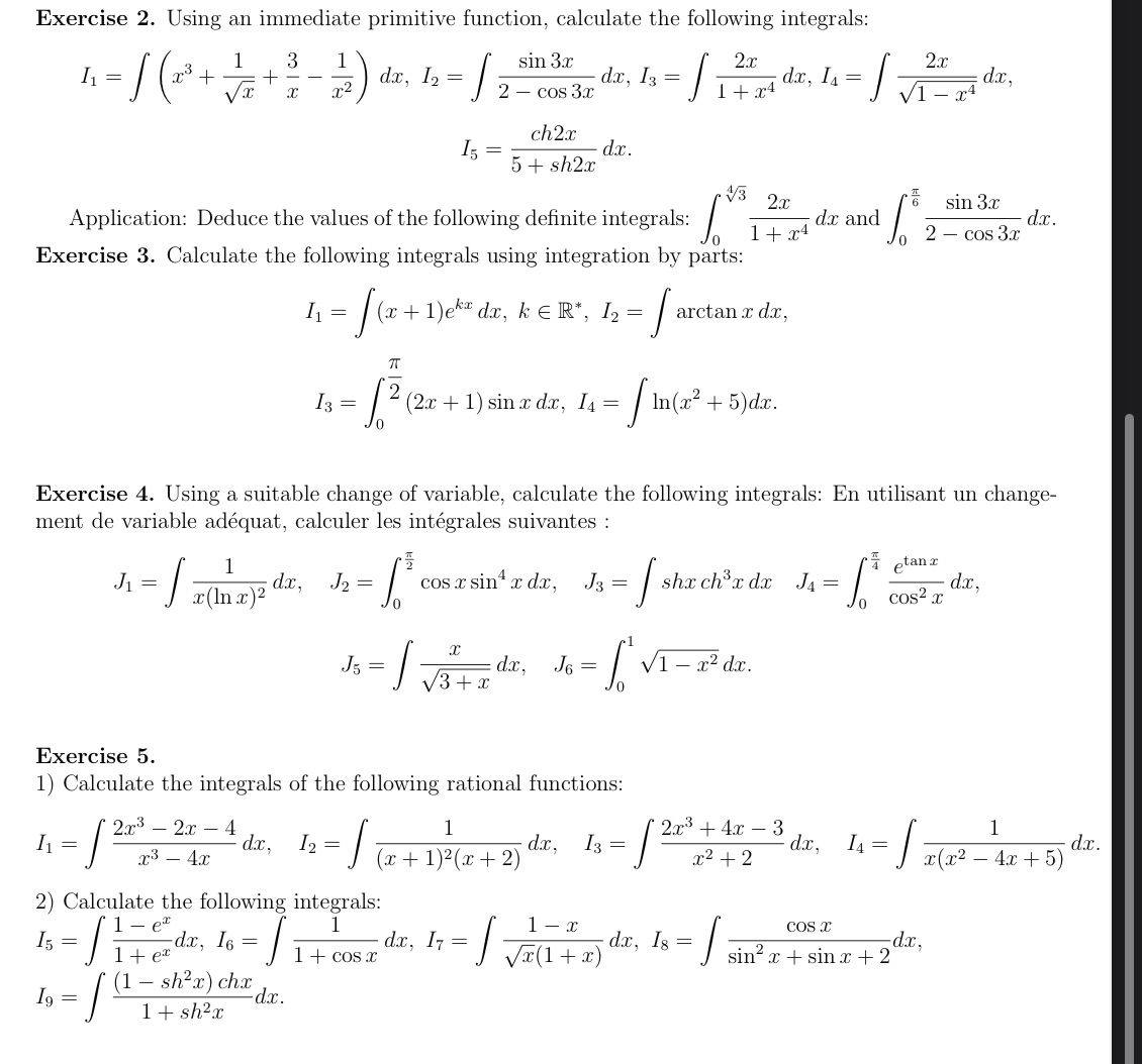 Exercise 2. Using an immediate primitive | StudyX
