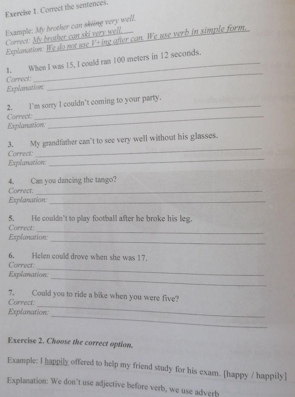 Exercise 1. Correct the sentences. Example: | StudyX