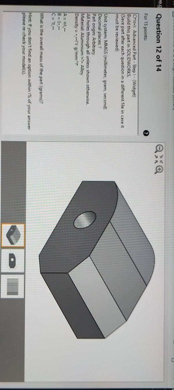 What is the overall mass of the part | StudyX
