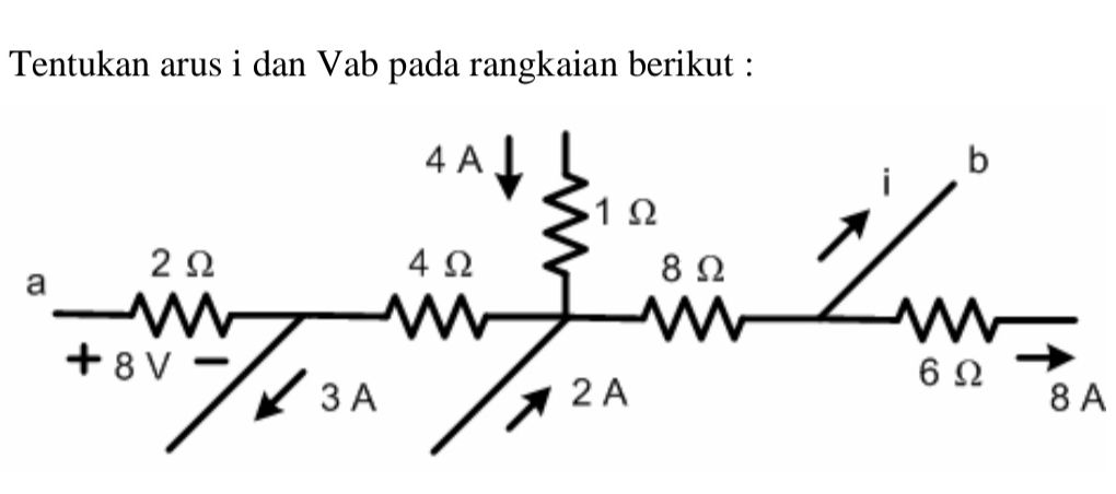 Tentukan arus i dan Vab pada rangkaian | StudyX