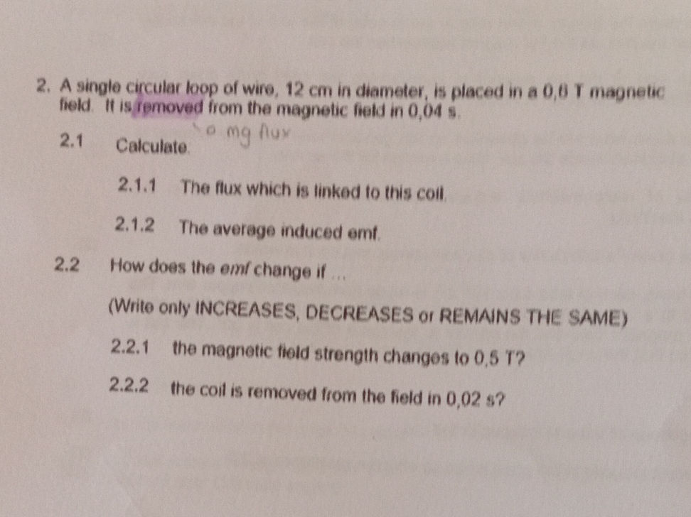 2. A single circular loop of wire, 12 cm in | StudyX