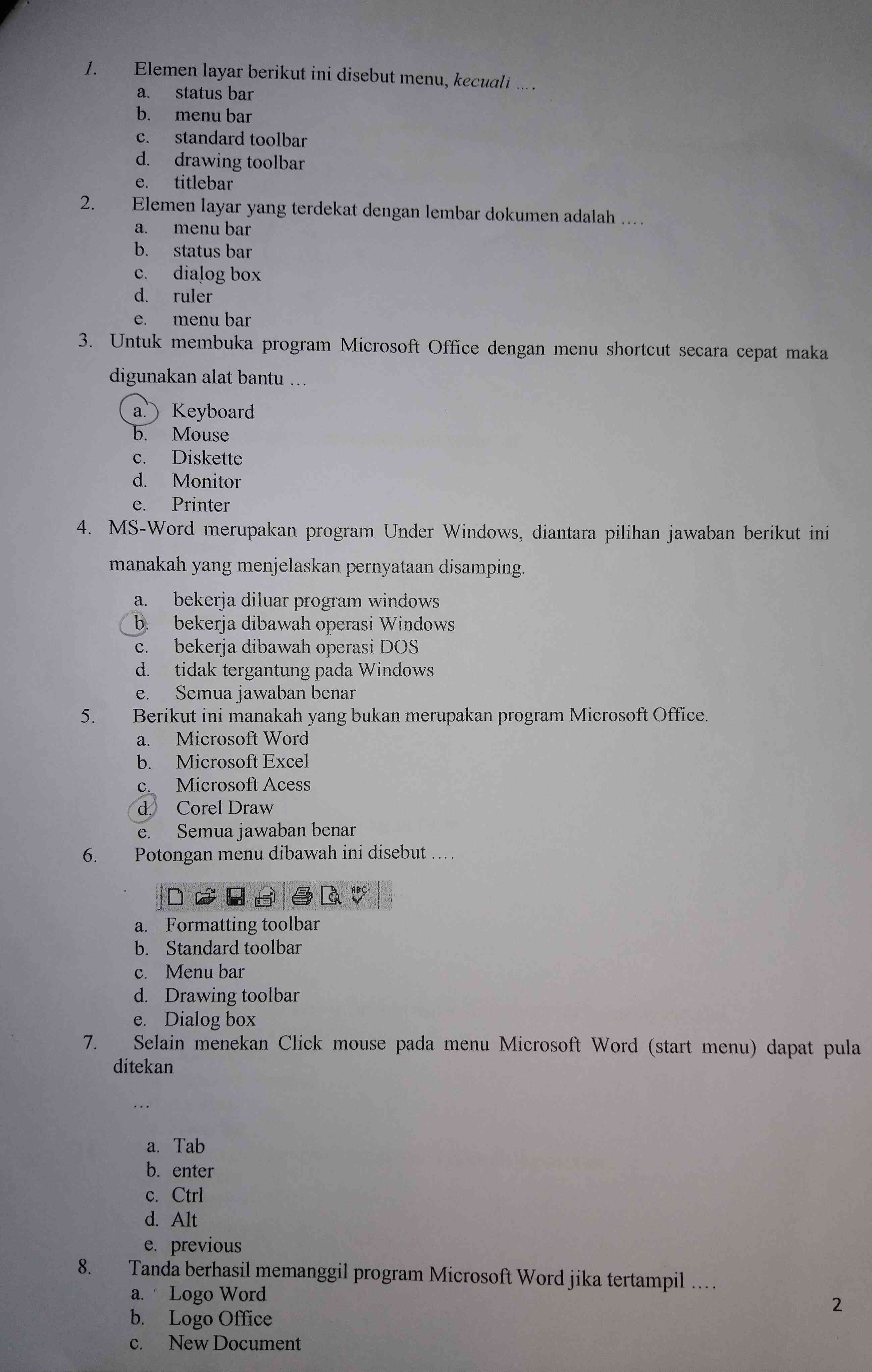 1. Elemen layar berikut ini disebut menu, | StudyX