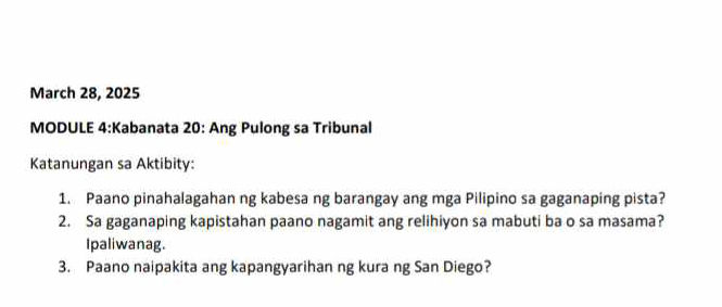1. Paano pinahalagahan ng kabesa ng barangay | StudyX