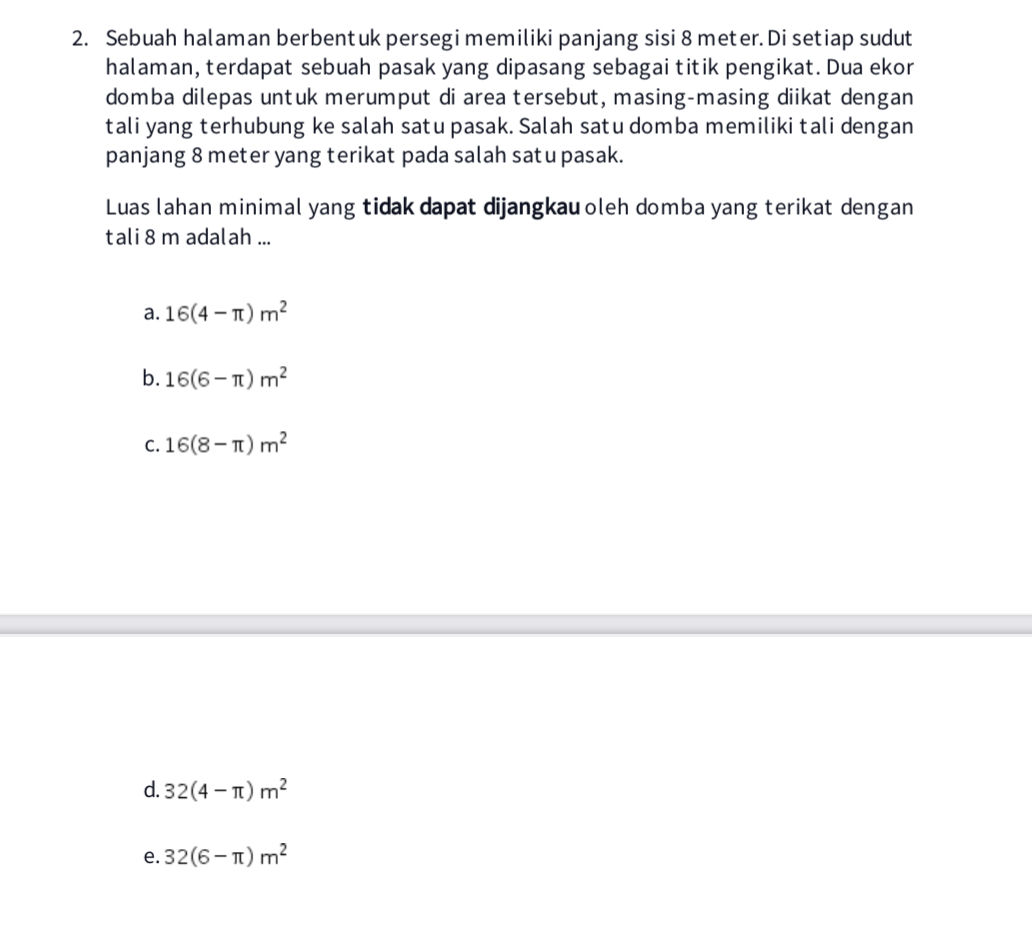2. Sebuah halaman berbentuk persegi memiliki | StudyX