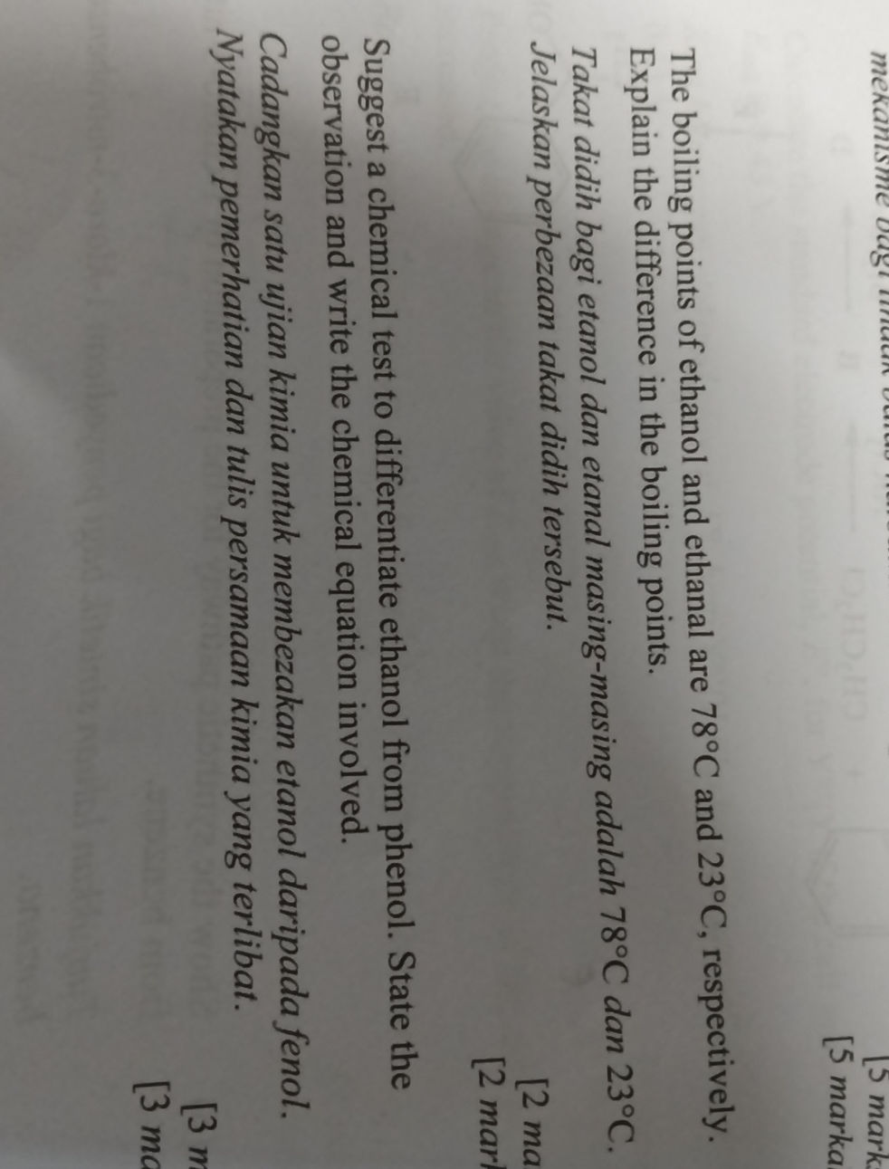 The boiling points of ethanol and ethanal | StudyX