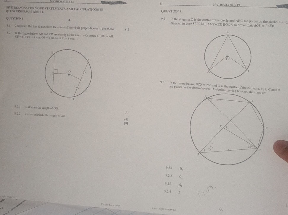 8.1 Complete: The line drawn from the centre | StudyX