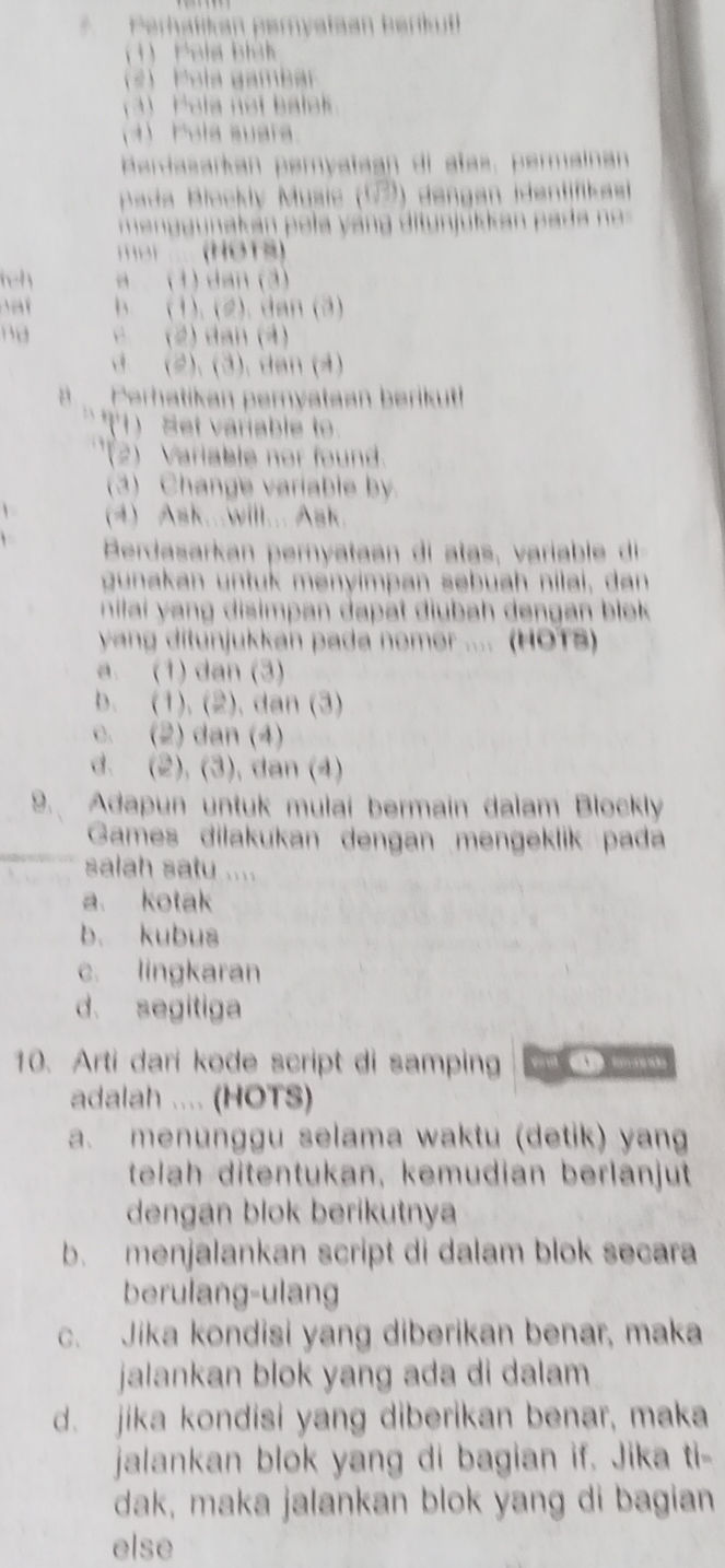 7. Perhatikan pernyataan berikut! (1) Pola | StudyX