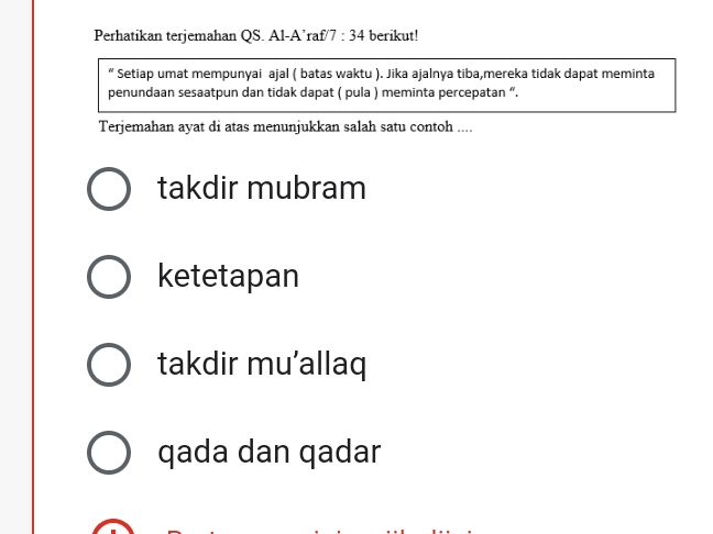 Perhatikan terjemahan QS. Al-A'raf/7: 34 | StudyX