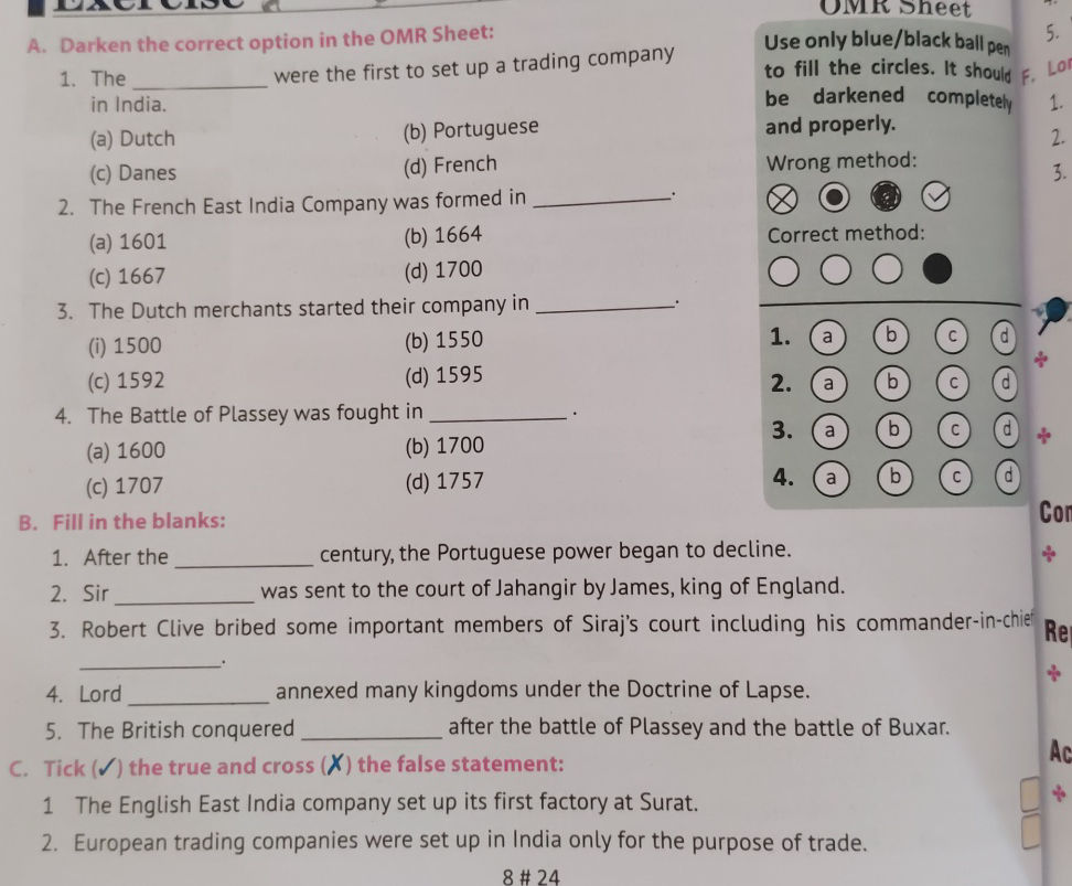 A. Darken the correct option in the OMR | StudyX