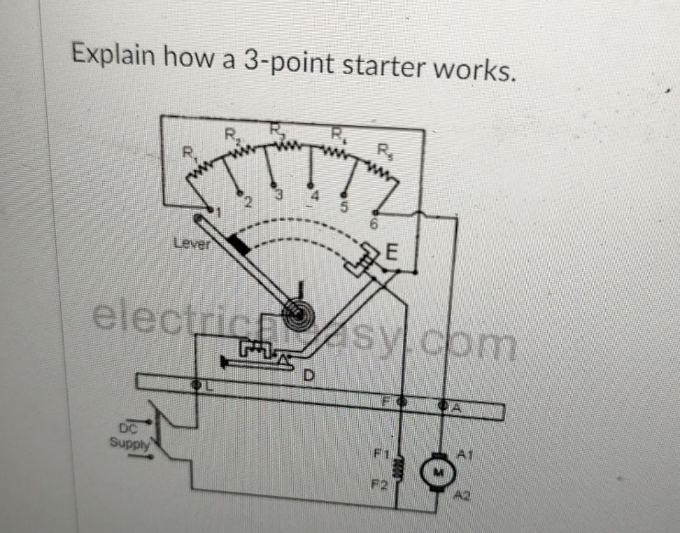 Explain how a 3-point starter works. The | StudyX