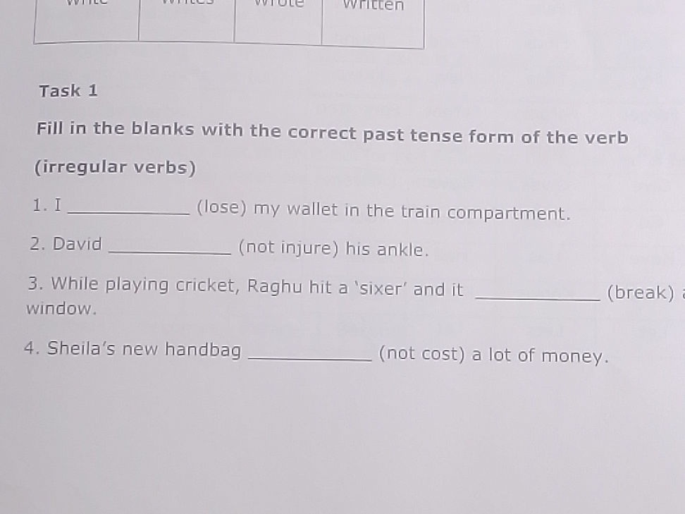 Fill in the blanks with the correct past | StudyX