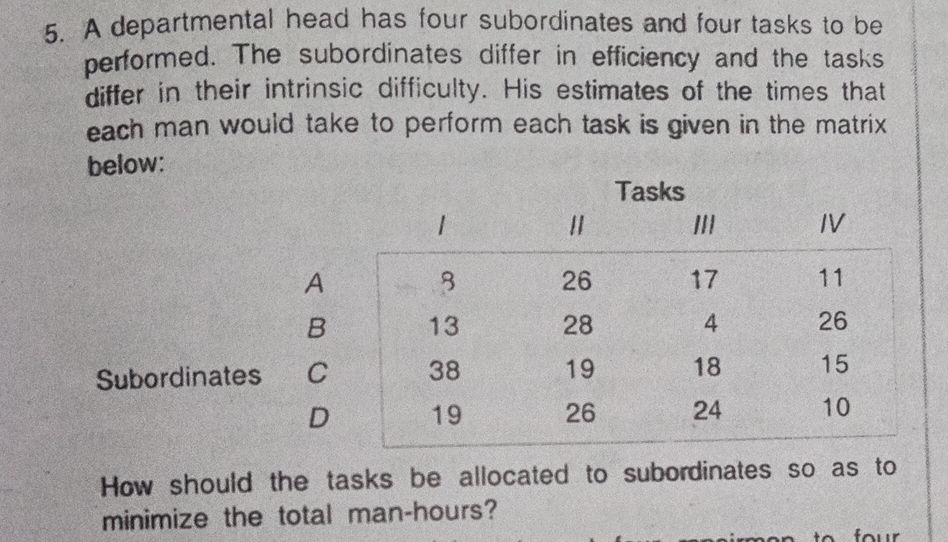 5. A departmental head has four subordinates | StudyX