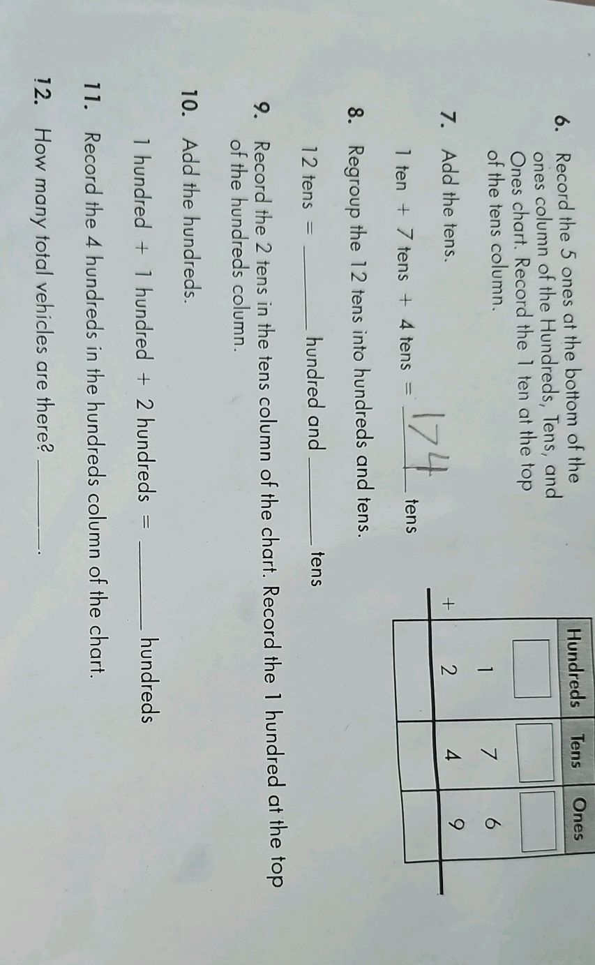 6. Record the 5 ones at the bottom of the | StudyX