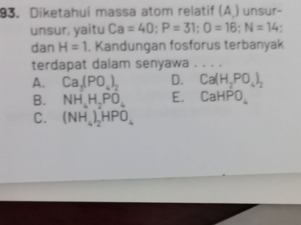 Diketahui massa atom relatif (A,) | StudyX