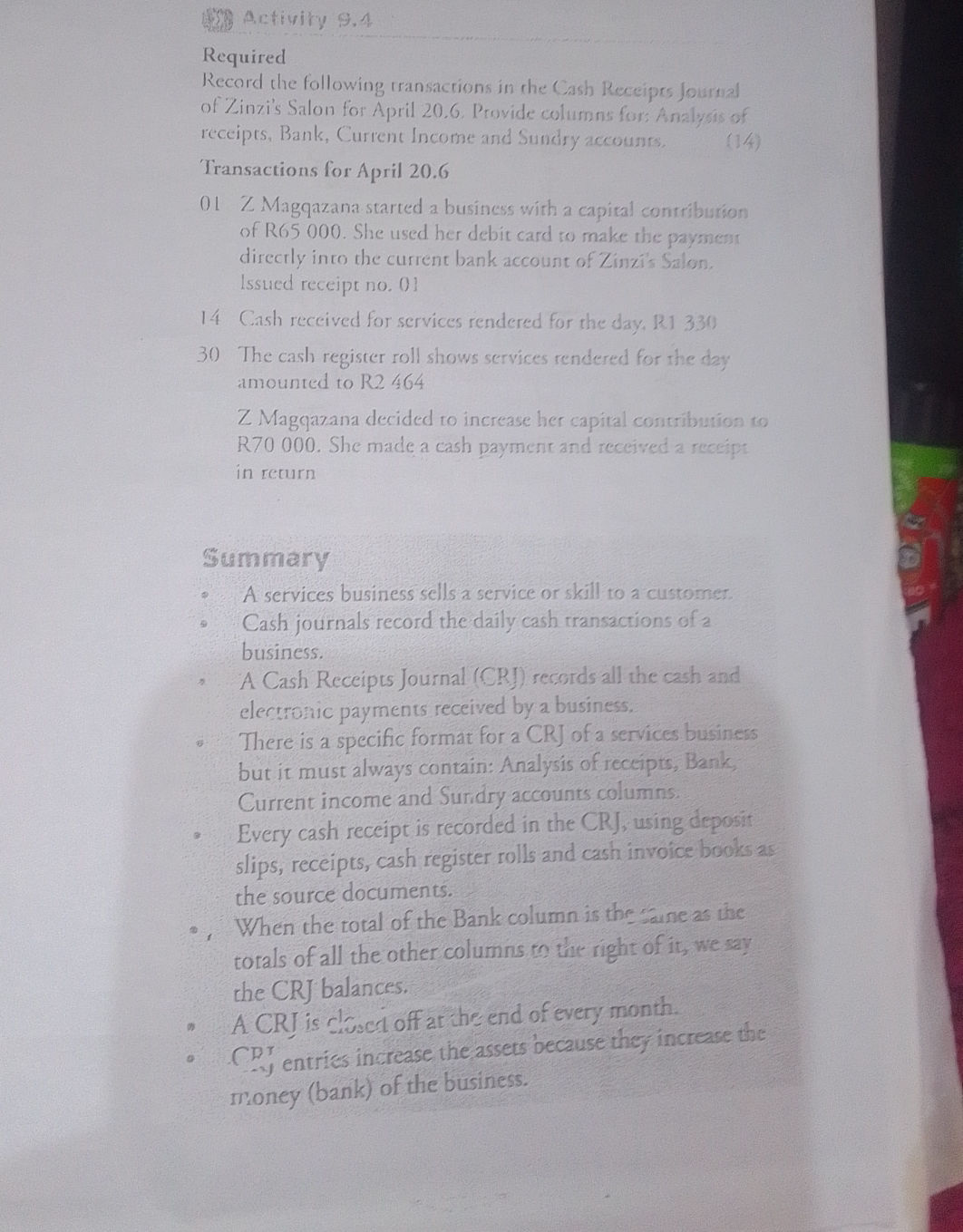 Record the following transactions in the | StudyX