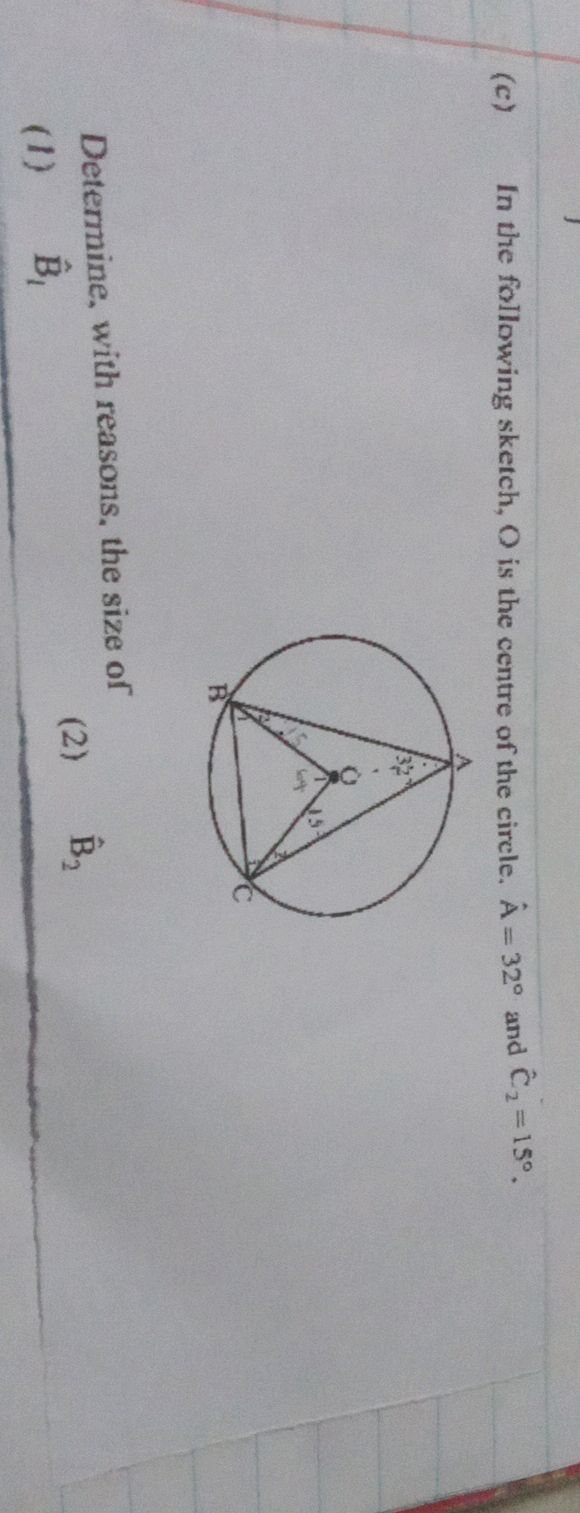(c) In the following sketch, O is the centre | StudyX