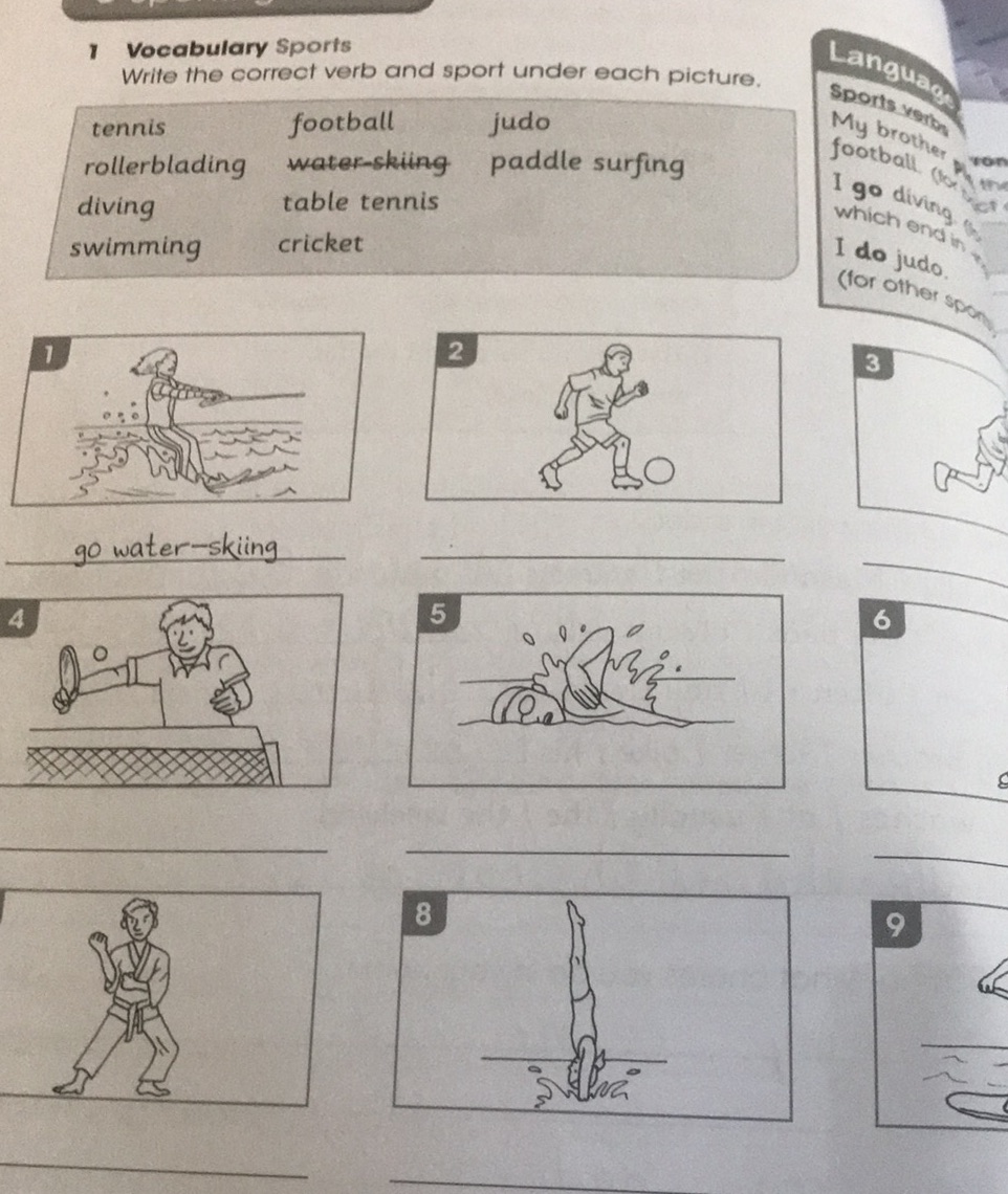 1 Vocabulary Sports Write the correct verb | StudyX