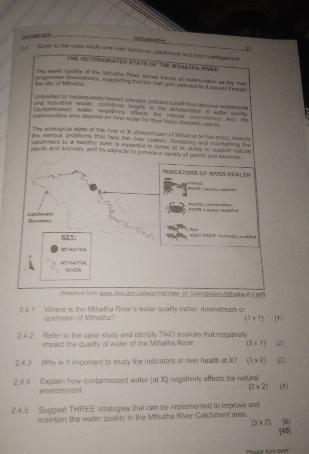 2. 4. 1 Where is the Mthatha River's water | StudyX