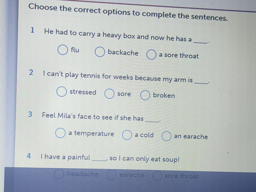 Choose the correct options to complete the | StudyX