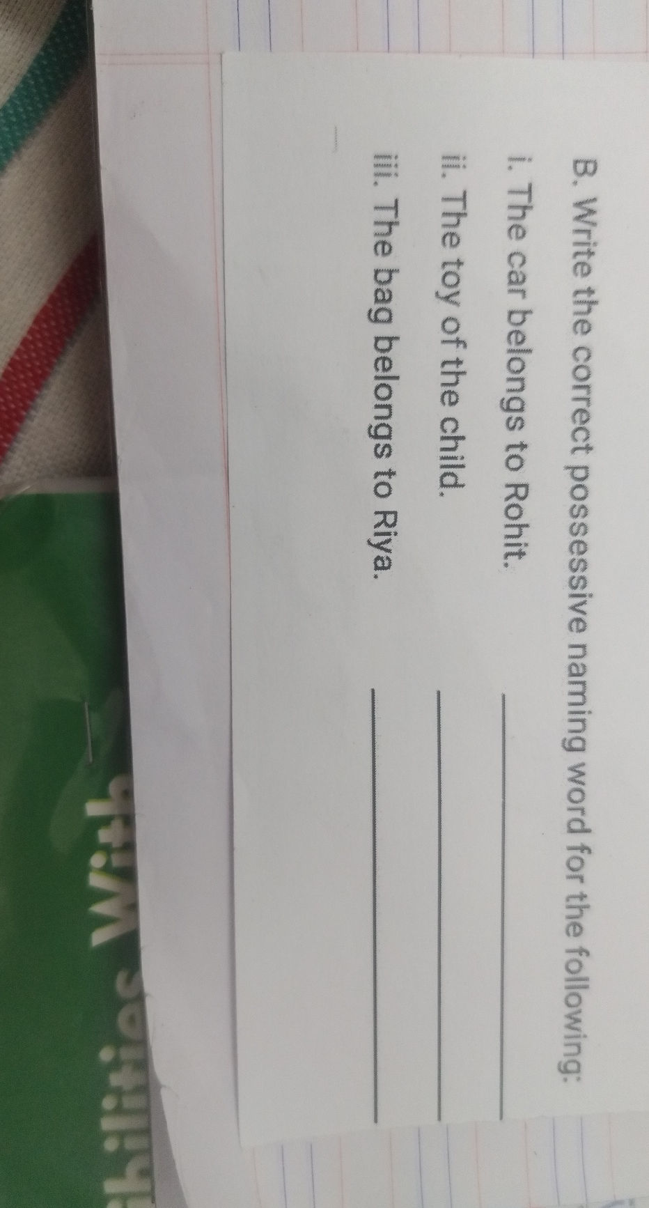 B. Write the correct possessive naming word | StudyX