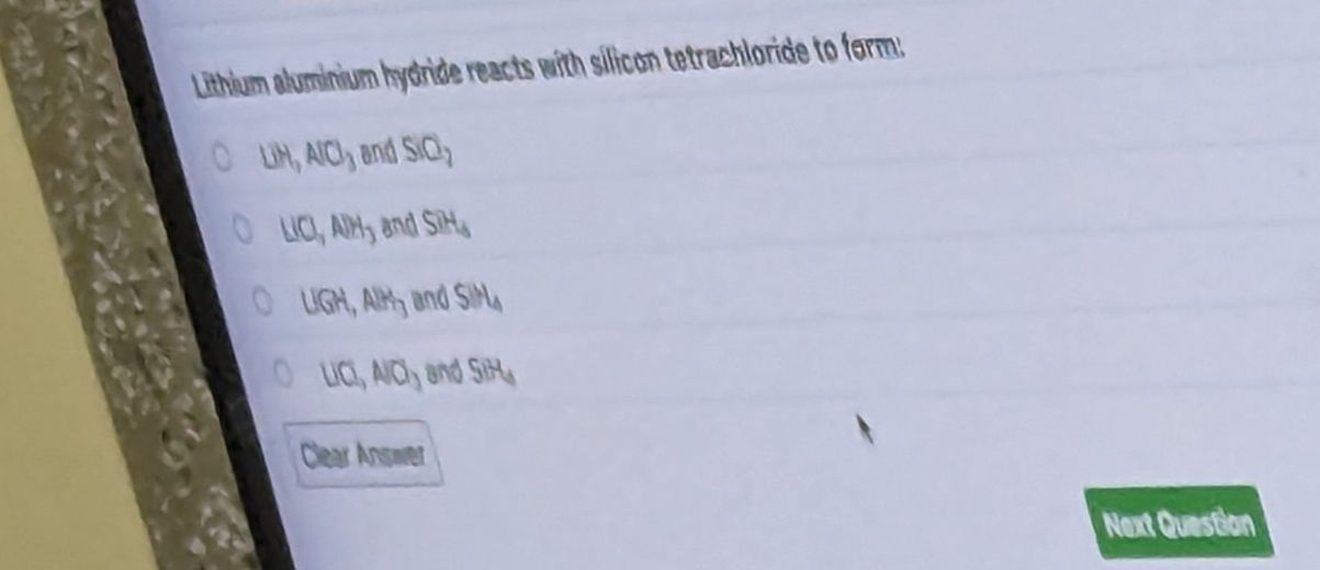 Lithium aluminium hydride reacts with | StudyX