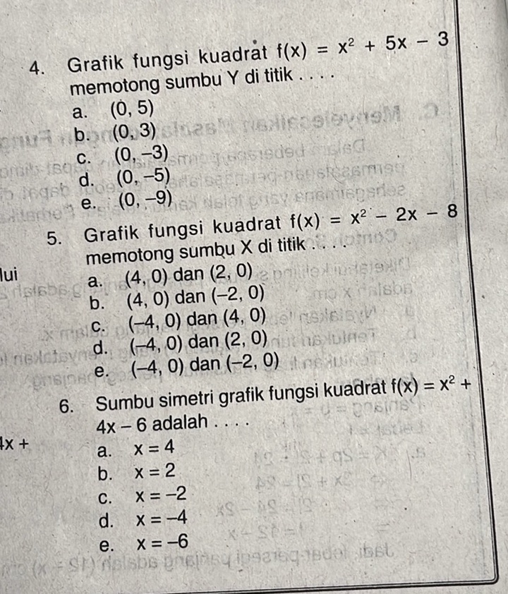 4. Grafik fungsi kuadrat f(x) = x² + 5x - 3 | StudyX